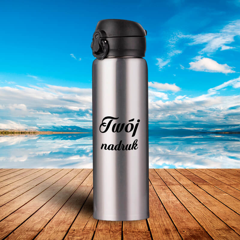 Termos / kubek termiczny 500 ml z Twoim nadrukiem - srebrny Srebrny | Produkty z Twoim nadrukiem ...