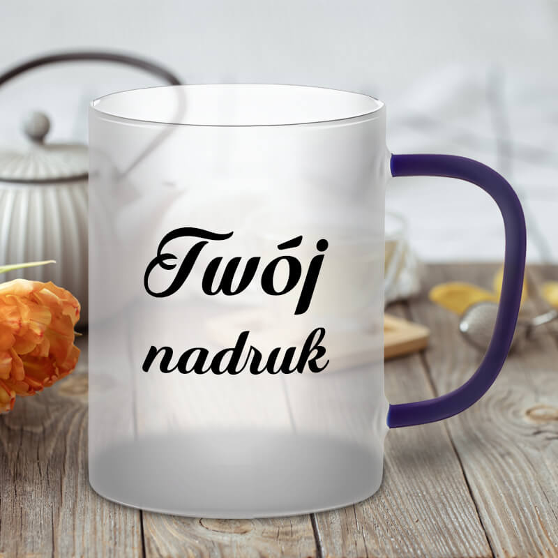 Kubek 450 ml mrożone szkło z twoim nadrukiem - granatowe ucho Granatowy | Produkty z Twoim ...